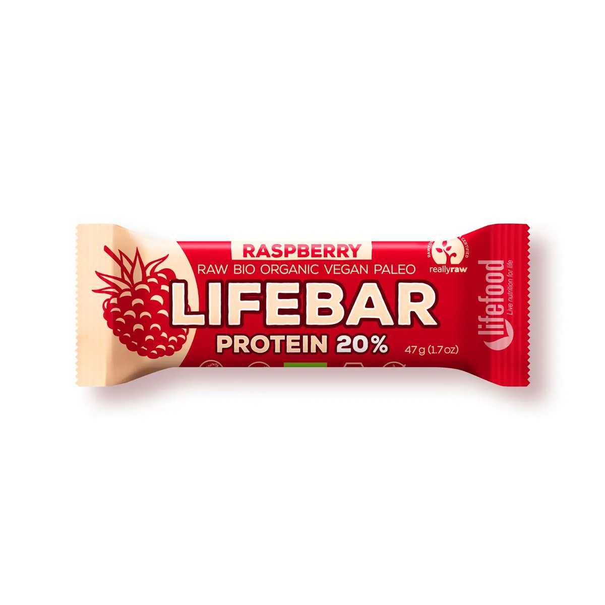 LIFEFOOD Organski protein Lifebar malina 47 g