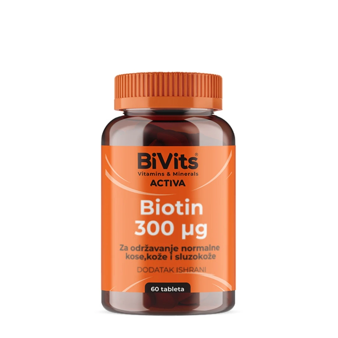 BiVits® Biotin 300 mcg 60 Tableta; za Rast Kose i Zdravlje Kože i Noktiju
