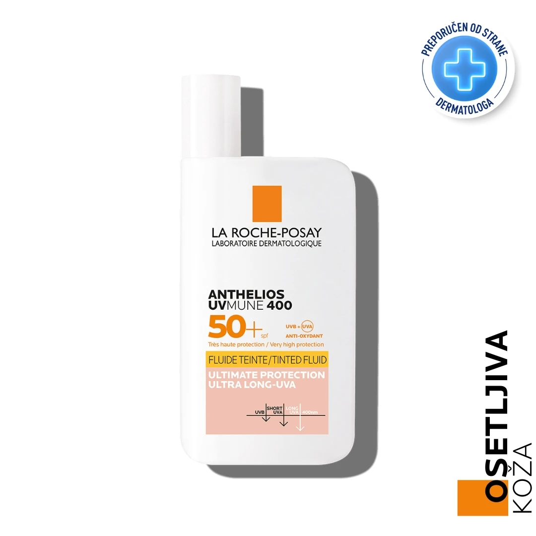 La Roche Posay ANTHELIOS UVMUNE 400 SPF50+ Tonirani Fluid za Osetljivu Kožu 50 mL