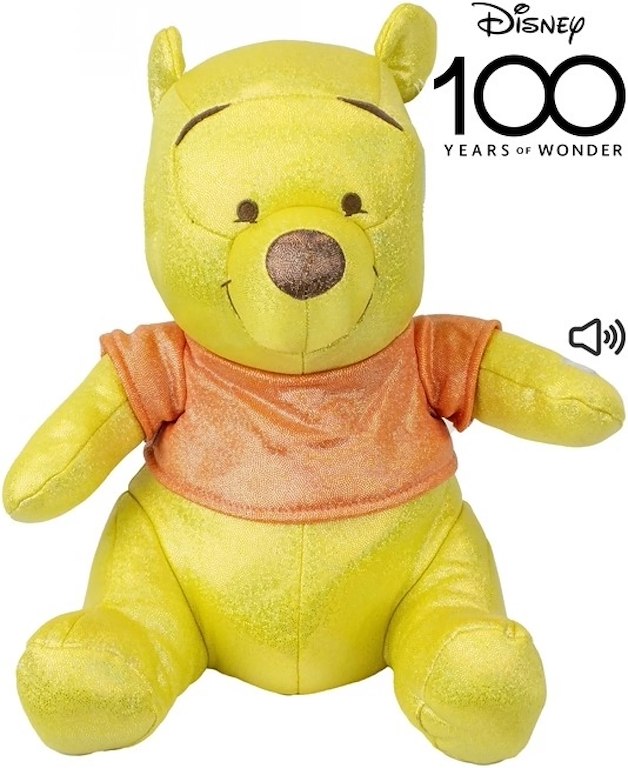 DISNEY 100TH ANNIVERSARY PLIS WINNIE THE POOH GLITTER SA ZVUKOM 29CM