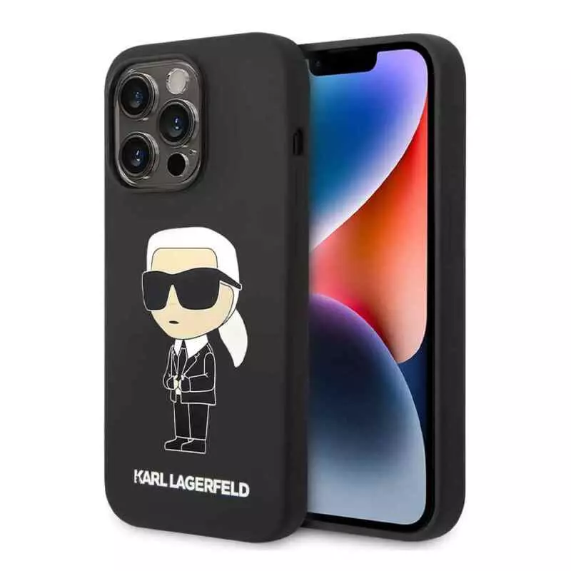 Maska Karl Lagerfeld Hc Silicone NFT Ikonik za iPhone 15 Pro Max 6.7 crna KLHCP15XSNIKBCK