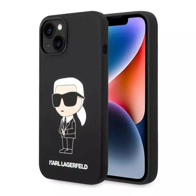 Maska Karl Lagerfeld Hc Silicone NFT Ikonik za iPhone 15 Plus 6.7 crna KLHCP15MSNIKBCK