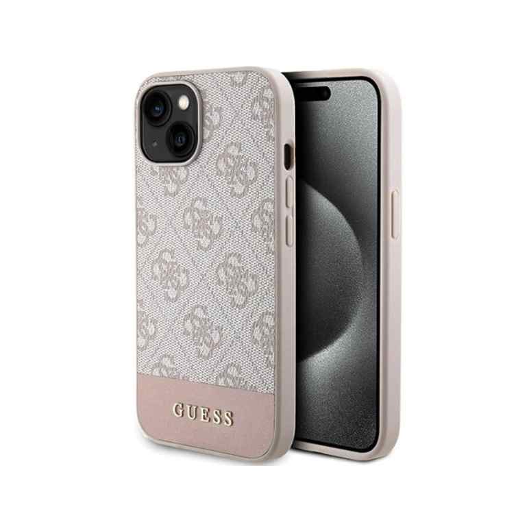 Maska Guess Hc PC/TPU 4G Bottom Stripe za iPhone 15 6.1 roze GUHCP15SG4GLPI