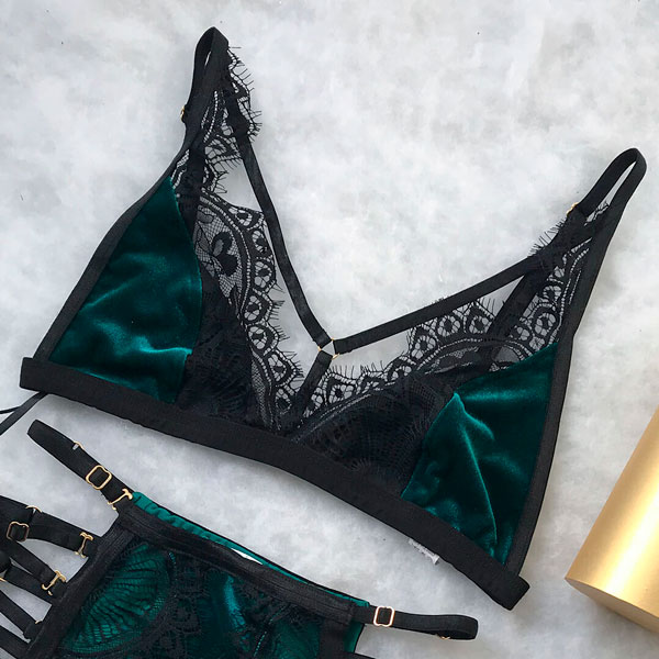 Aria Petrol Green Velvet bra