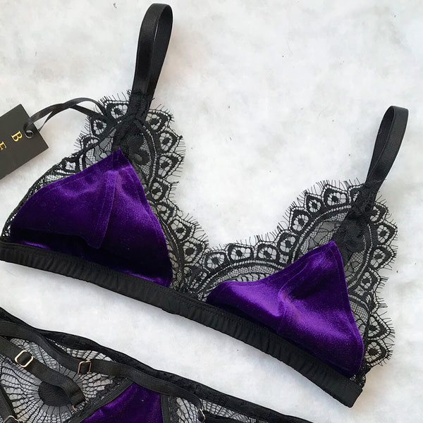 Evelyn Purple Velvet bra