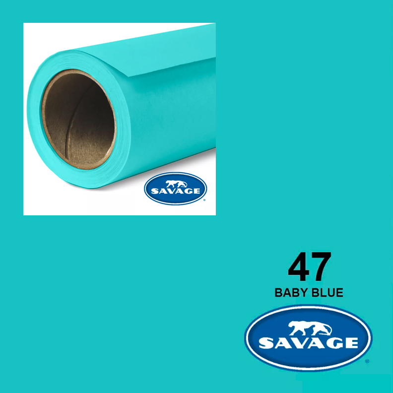 Savage Baby Blue 47 1.35x11m papirna pozadina, Made in USA