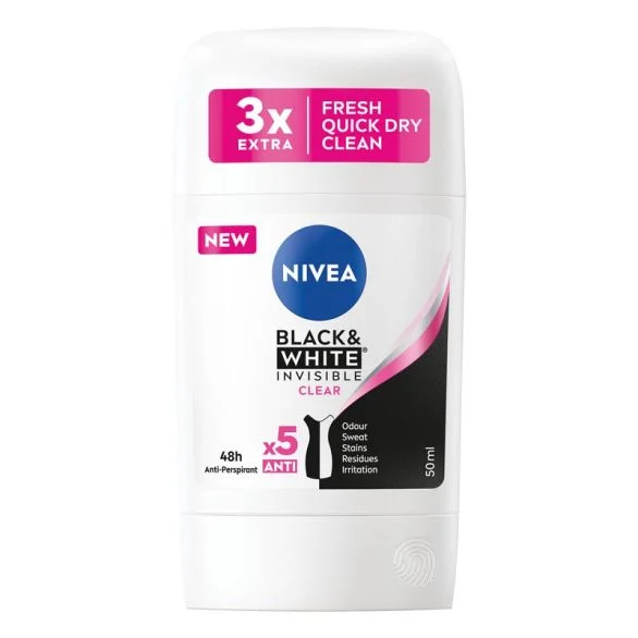 NIVEA STICK 50ML W. BLACK&WHITE INVISIBLE CLEAR