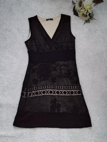 ♫ ♪ ♫ DESIGUAL crna čipkana haljina