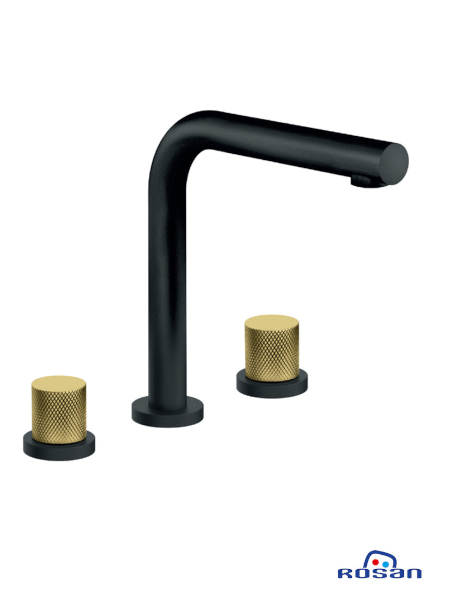 Baterija podgradna za lavabo visoka S2 Black&Gold Rosan 230309BG