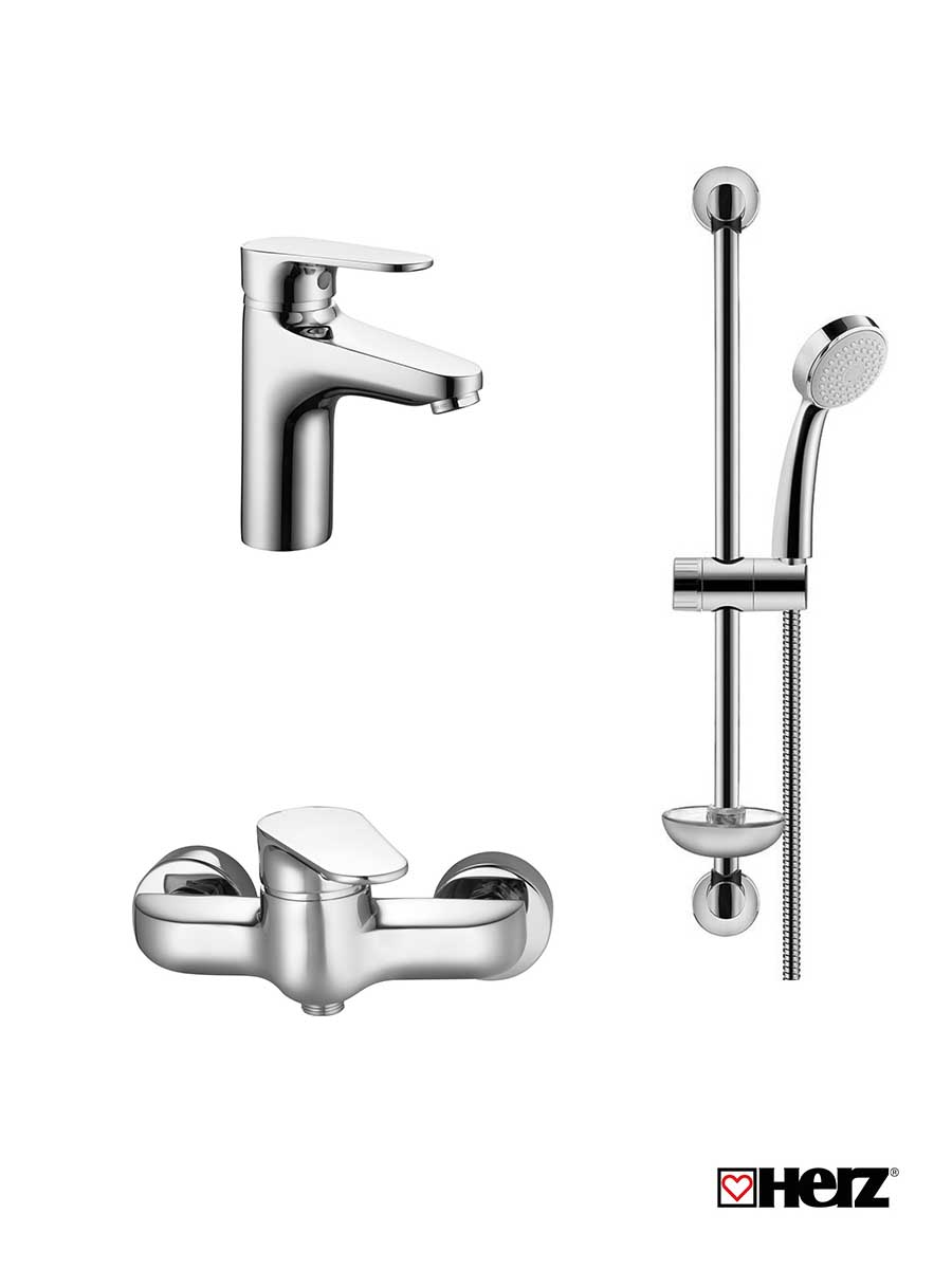 Infinity set 3 u 1 Herz 00060 -Slavina za lavabo, za tuš kadu, klizna šipka, ručica i crevo