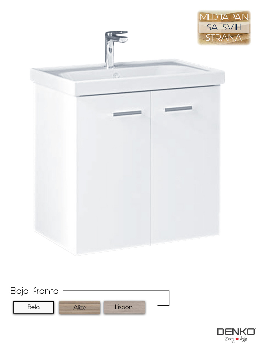 Lavabo sa ormarićem medijapan Terra 60cm Bela