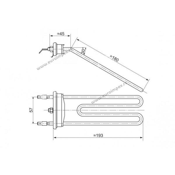 GREJAC ZA VES MASINU 1300W SA DIODOM I RUPOM L=16cm 41034901 HTR021CY CY5117