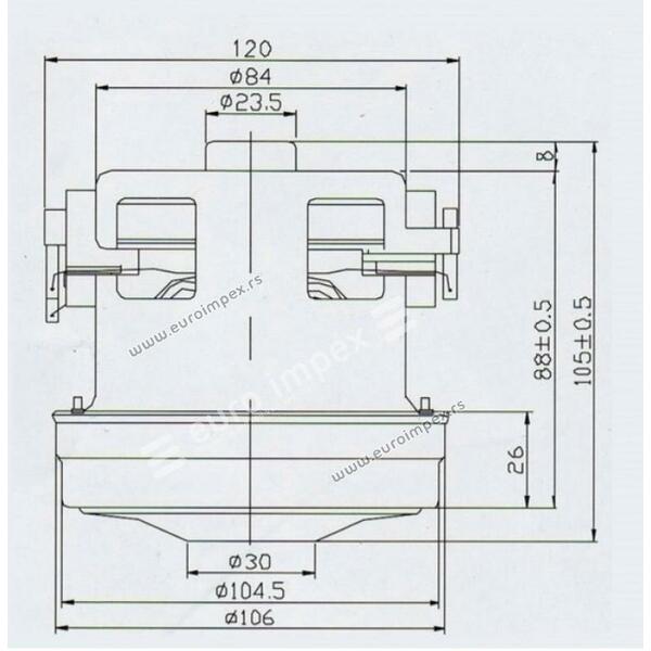 MOTOR ZA USISIVAC 1200W fi=106mm, h=105mm PTCG20 YDC10-12-VOX