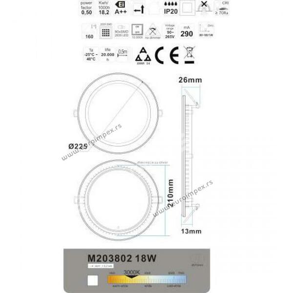 LED panel 18W UGRADNI OKRUGLI 2700K SLIM-18 056-003-0018