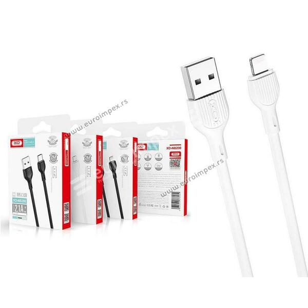 USB KABL USB-USB-C 2m 2,1A NB200 beli, za brzo punjenje XO GSM111873 6920680878086