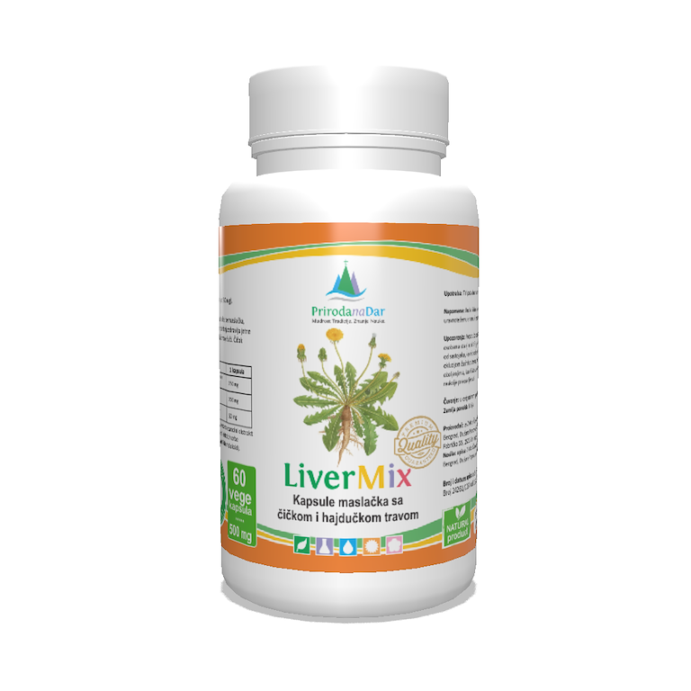 LiverMix kapsule maslačka, čička i hajdučke trave za jetru i visok šećer u krvi 60 x 500 mg
PILULE ZA JETRU