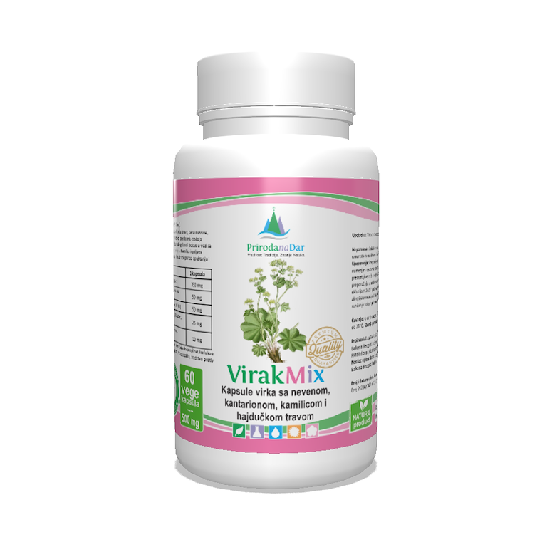 VirakMix kapsule virka sa lekovitim biljem za zdravlje žene 60 x 500 mg
PILULE VIRKA