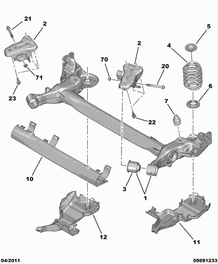 POPREČNI NOSAČ ZADNJE VEŠANJE PEUGEOT 208