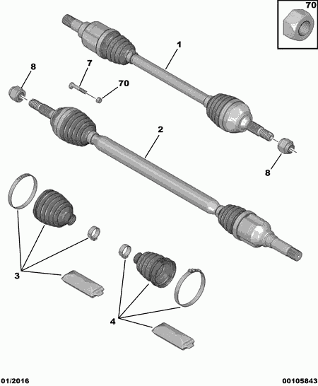 POLUOSOVINA LEVO PEUGEOT 208