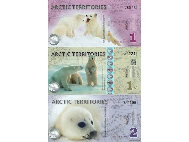 ARCTIC Territories set 1, 1,5 i 2 Polar Dollar 2012 UNC