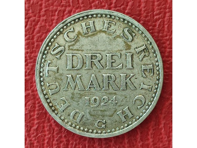 3 REICHSMARK 1924 G srebro