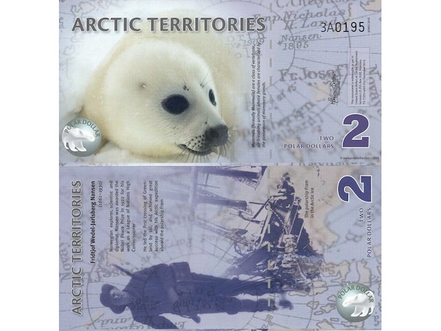 ARCTIC Territories 2 Polar Dollars 2010 UNC, Polymer