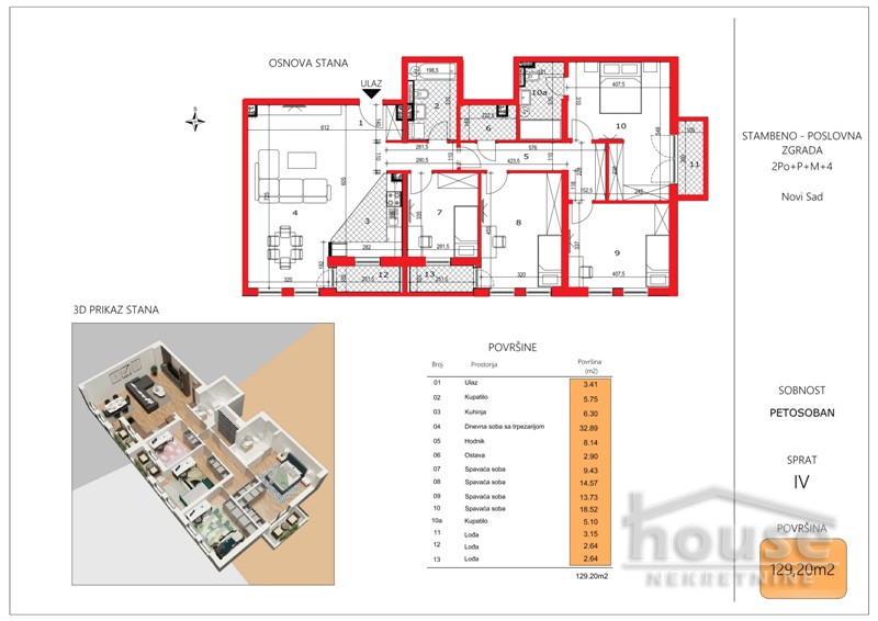 Stan,NOVI SAD,SALAJKA 129m2,266152€ , ID: 1057238