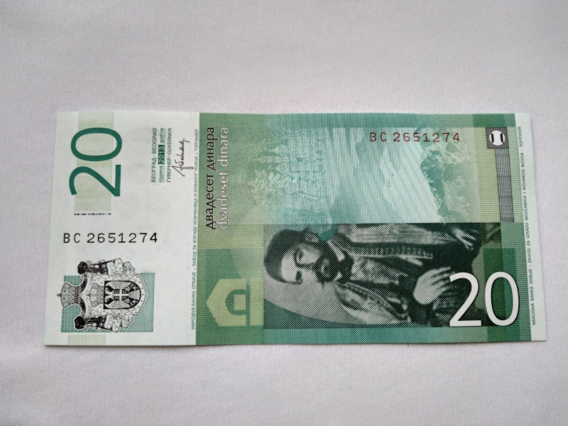 Srbija 20 dinara,2013 god.UNC,BD