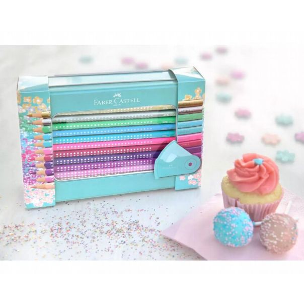 FABER CASTELL Drvene bojice i rezač Sparkle Grip, set 1/20 201641