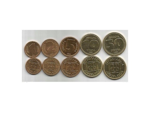 Jugoslavija 1 - 2 - 5 - 10 - 50 dinara 1992. set