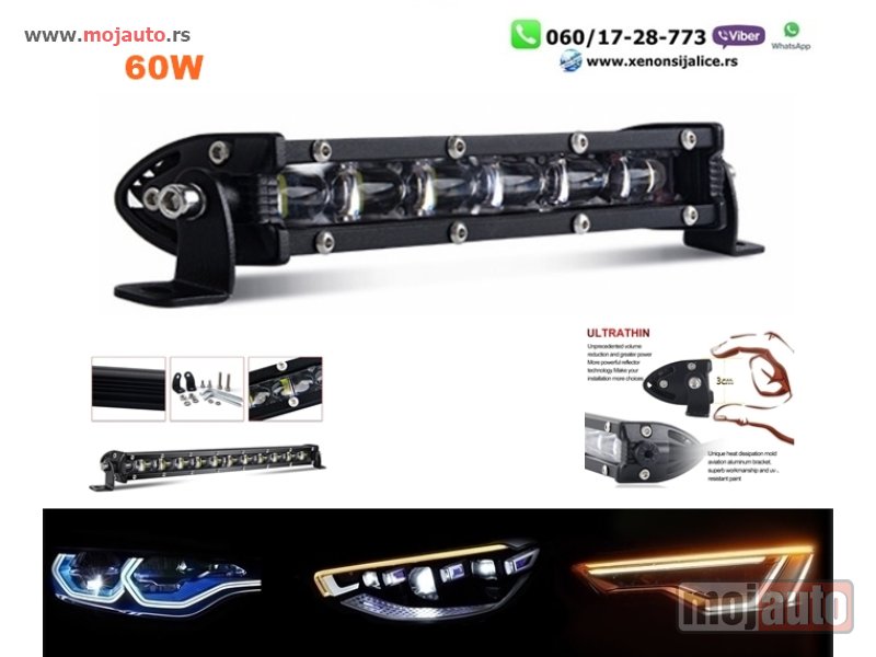 Led bar 38cm 15 inca 60w model 9d slim