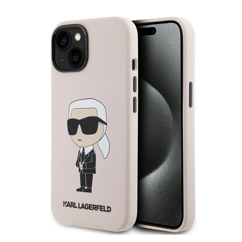 Maskica Karl Lagerfeld Hc Silicone NFT Ikonik za iPhone 15 6.1 roze (KLHCP15SSNIKBCP)