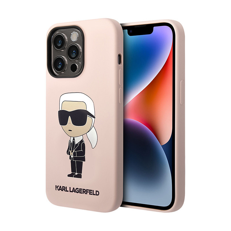 Maskica Karl Lagerfeld Hc Silicone NFT Ikonik za iPhone 15 Pro 6.1 roze (KLHCP15LSNIKBCP)