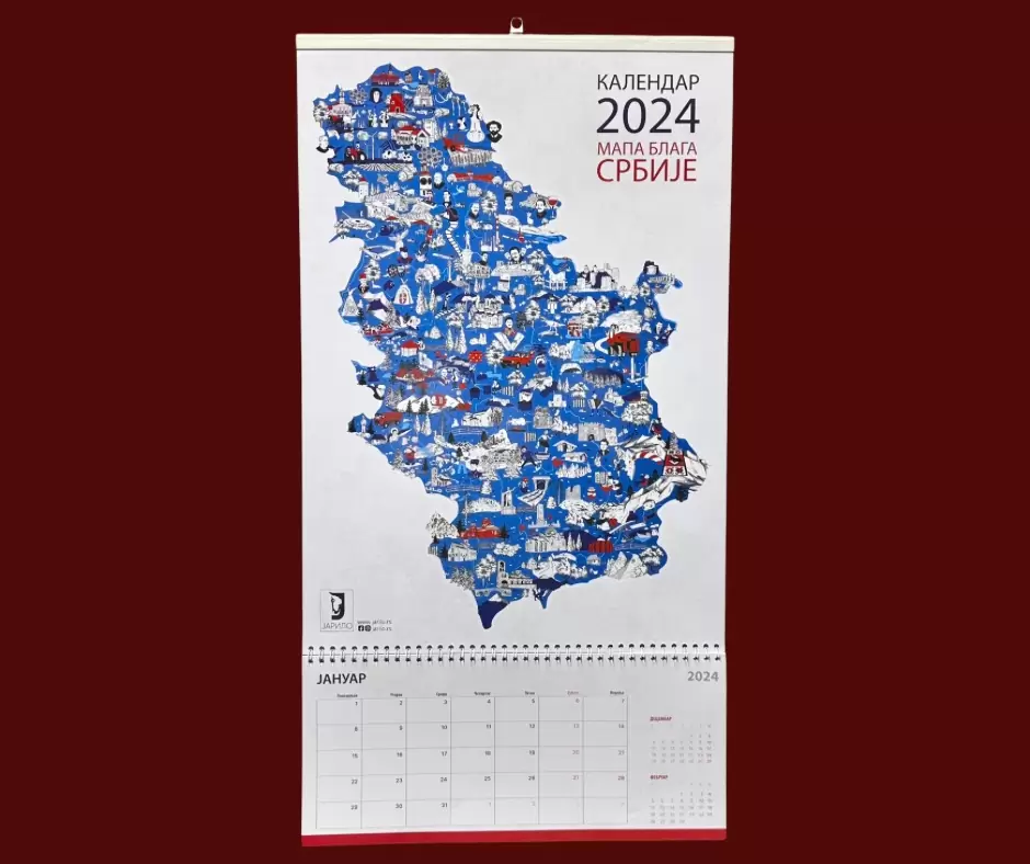 Zidni ilustrovani kalendar Srbije za 2024.