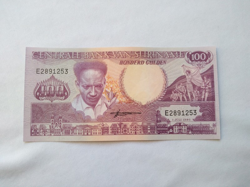 Surinam 100 guldena,1986 god.UNC,retka