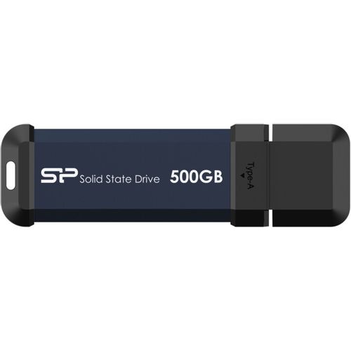 Silicon Power SP500GBUF3S60V1B Portable Stick-Type SSD 500GB, MS60, USB 3.2 Gen 2 Type-A, Read up to 600MB/s, Write up to 500MB/s, Blue