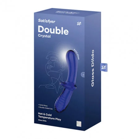 Stakleni Dupli dildo | SATISFYER Double Crystal Glass Dildo Blue