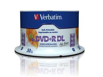 Verbatim Double Layer 8.5GB 8X DVD+R DL Full Printable 97693/50-200/CAKE