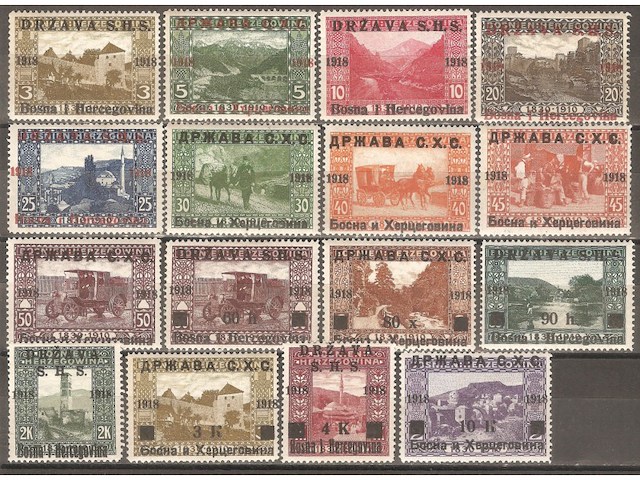 1918 - SHS - BiH  red. sa pretiskom komplet MH