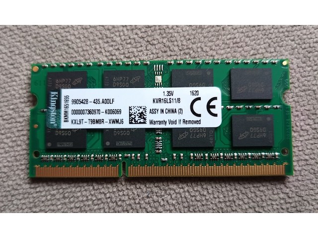 Kingston 8GB DDR3L, 1600 MHz RAM memorija