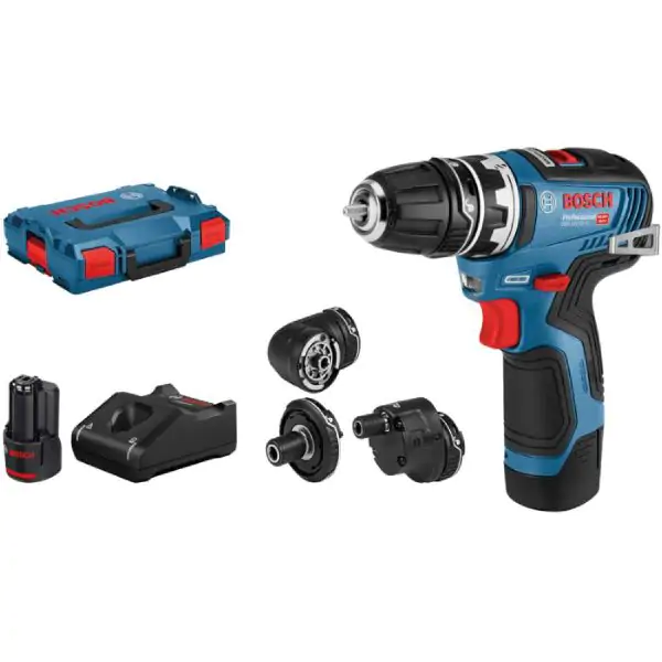 Bosch akumulatorska bušilica-odvrtač GSR 12V-35 FC + 4 Flexi Click nastavka 12V 2x3,0 Ah