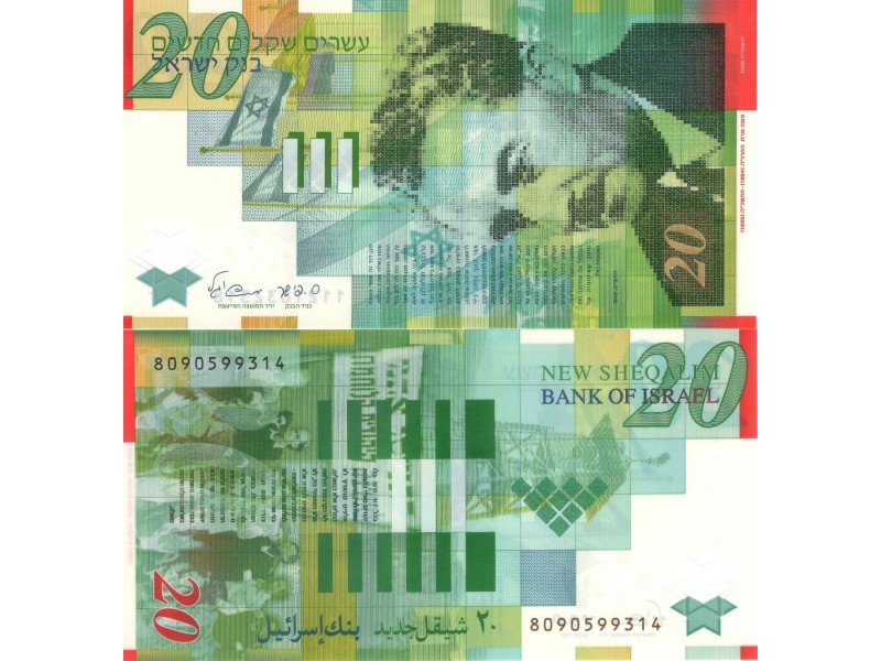 ISRAEL Izrael 20 Sheqalim 2008 UNC, P-64 Polymer