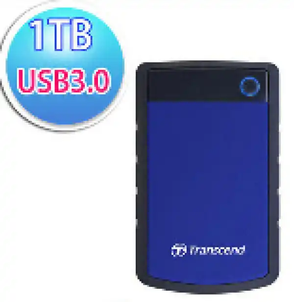 External HDD 1 TB, H3B , USB3.0, 2.5'', Anti-shock system, Backup software, 216 gr, Black/Blue ( TS1TSJ25H3B )