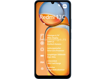 Xiaomi Redmi 13C 4/128GB plavi mobilni 6.74" Octa Core Mediatek MT6769Z Helio G85 4GB 128GB 50Mpx...