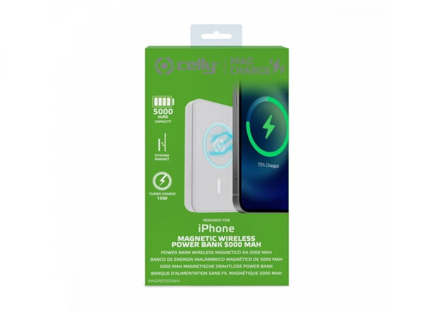 Celly magnetic wireless power bank 5000 mAh bela
