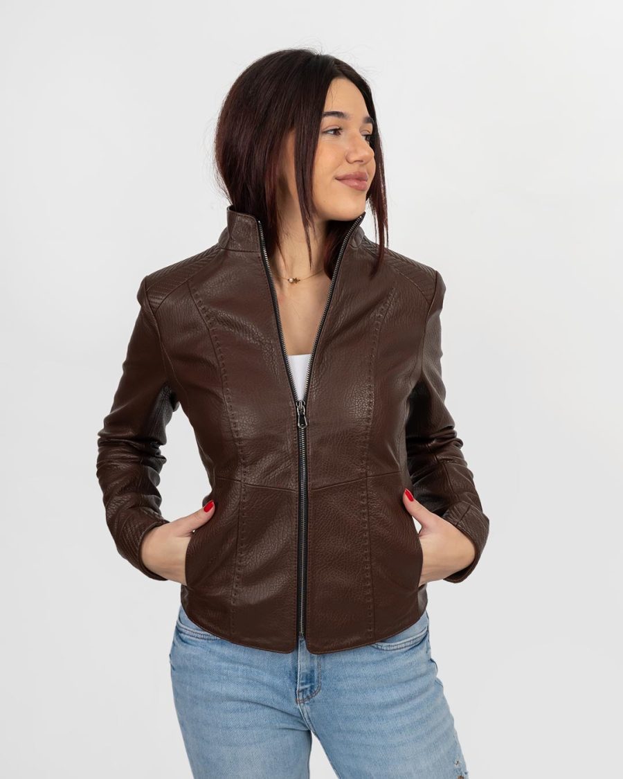 Ženska kožna jakna – Mario Zenetti-D.M. – Krispi – Braon