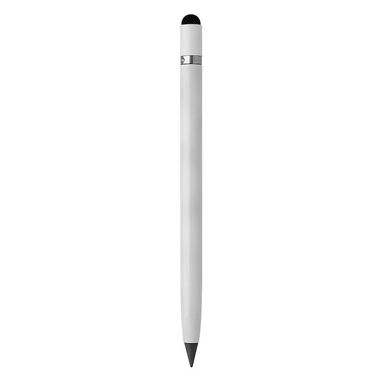 INGRID, metalna „touch“ olovka sa gumicom, bela