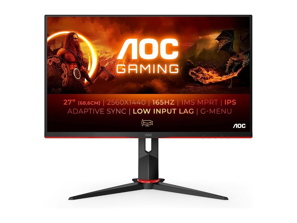 Monitor AOC Q27G2S/EU 27"/IPS/2560x1440/165Hz/4ms MPRT/HDMIx2,DP/Gsync/Pivot,visina/VESA/crna