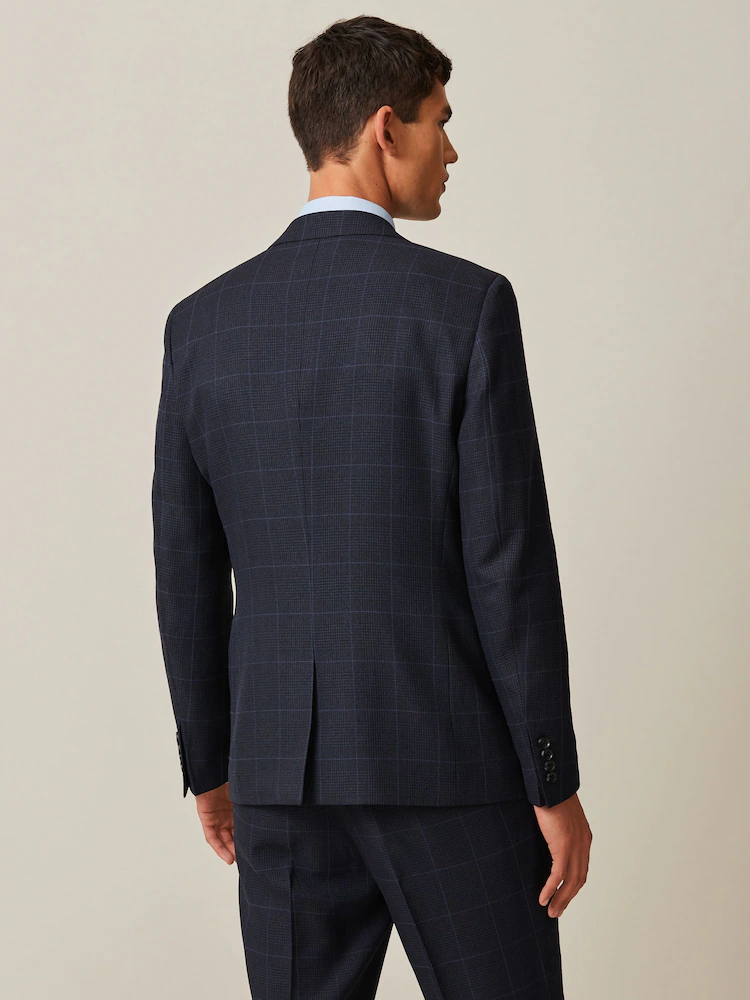 Navy Blue Prince of Wales Tailored fit Check Suit: Jacket