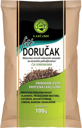 LUČAR
fit DORUČAK - mešavina sirovih mlevenih semenki sa ovsenim pahuljicama i čia semenkama, 100 g